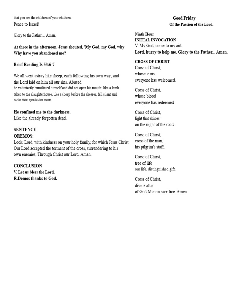 Ninth Hour Friday | PDF | Jesus