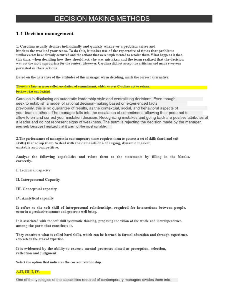 Decision-Making Methods for Managers | PDF | Decision Making | Behavior