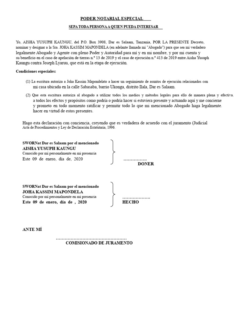 Poder Notarial Especial | PDF