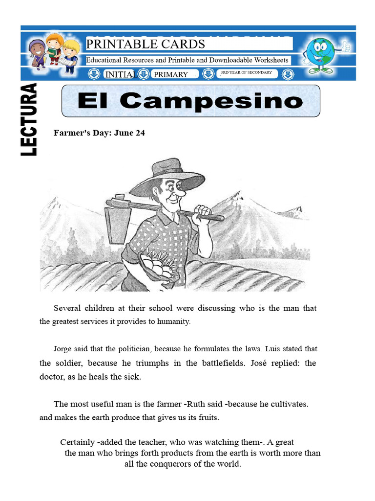 Reading Sheet of The Peasant For Primary School | PDF