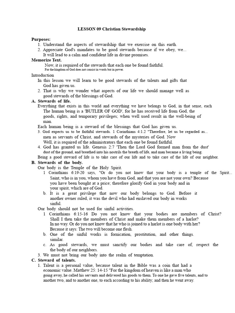 Christian Stewardship Principles Explained | PDF | God In Christianity ...
