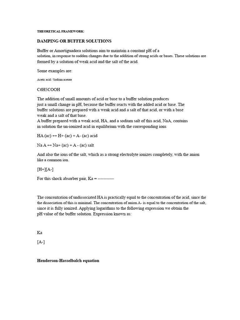 Theoretical Framework Sol - Amorti | PDF | Buffer Solution | Acid