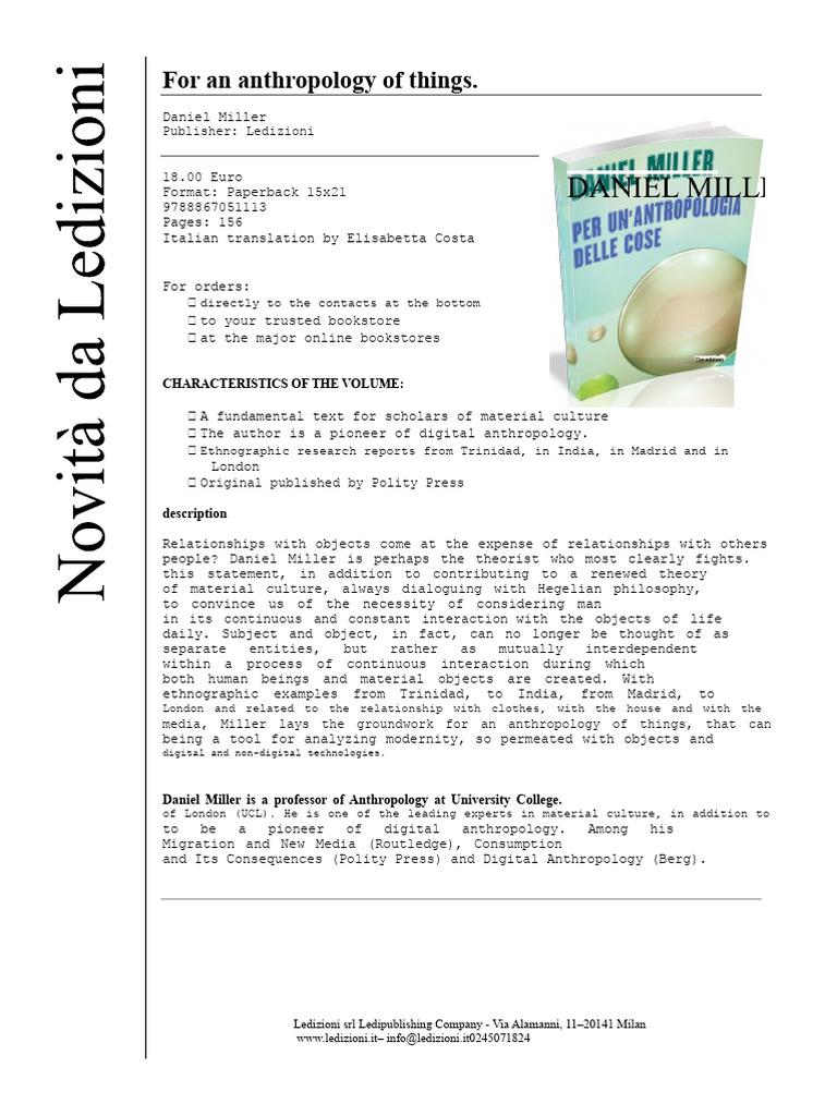 For An Anthropology of Things. | PDF