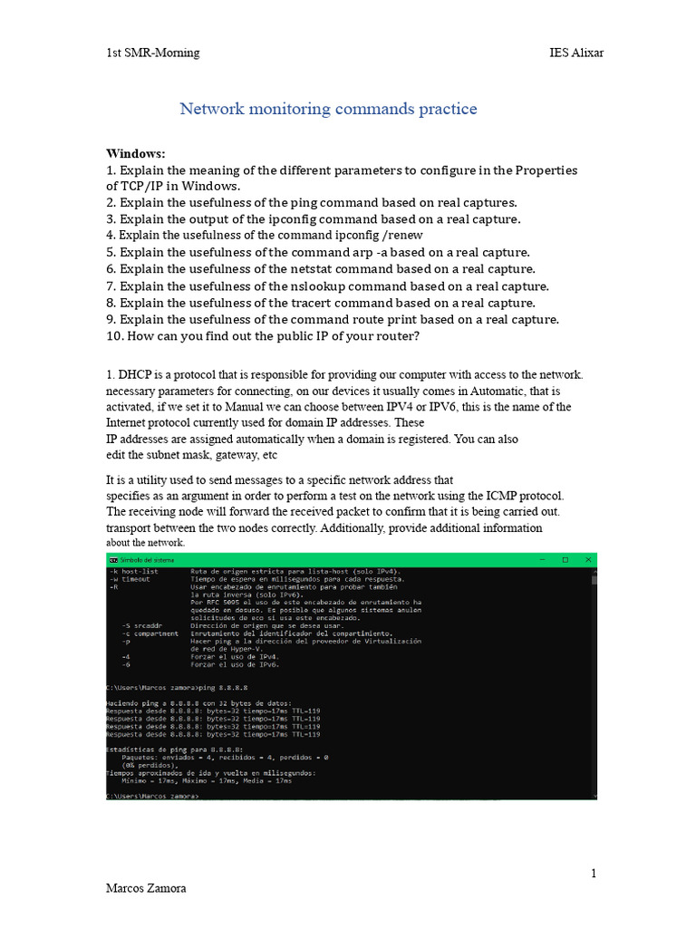 Network Monitoring Command Practice | PDF | Ip Address | Internet Protocols