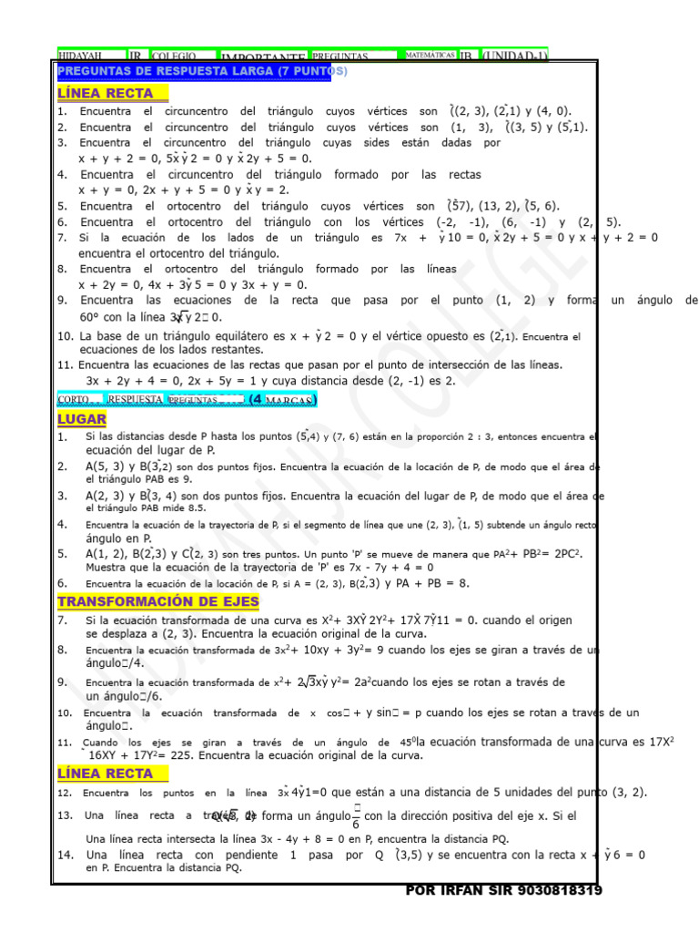 Matemáticas 1B Unidad Imp 1 | PDF | Triángulo | Línea (geometría)