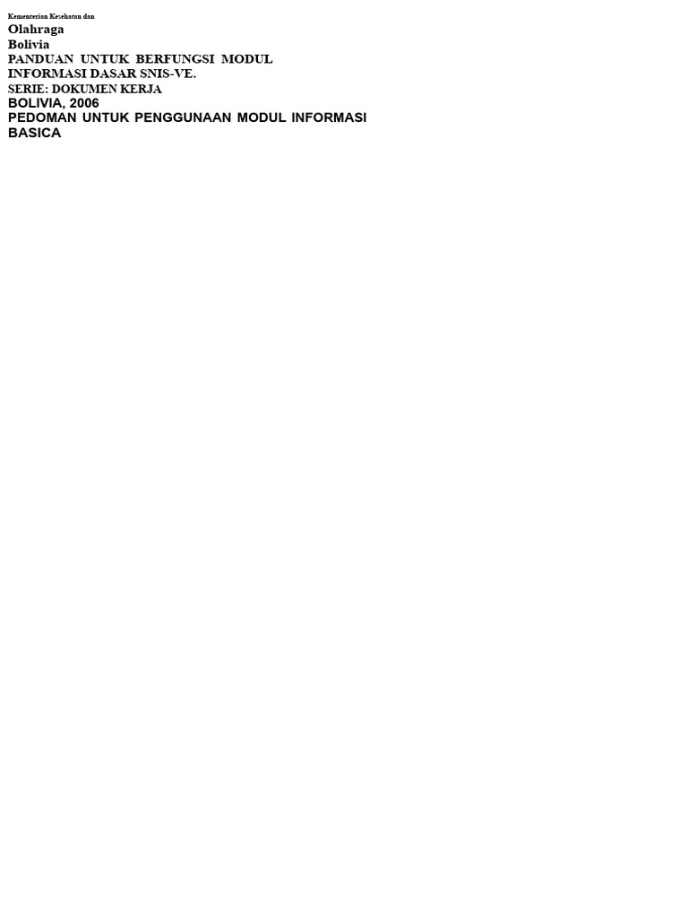 Panduan Informasi Dasar SNIS-VE | PDF