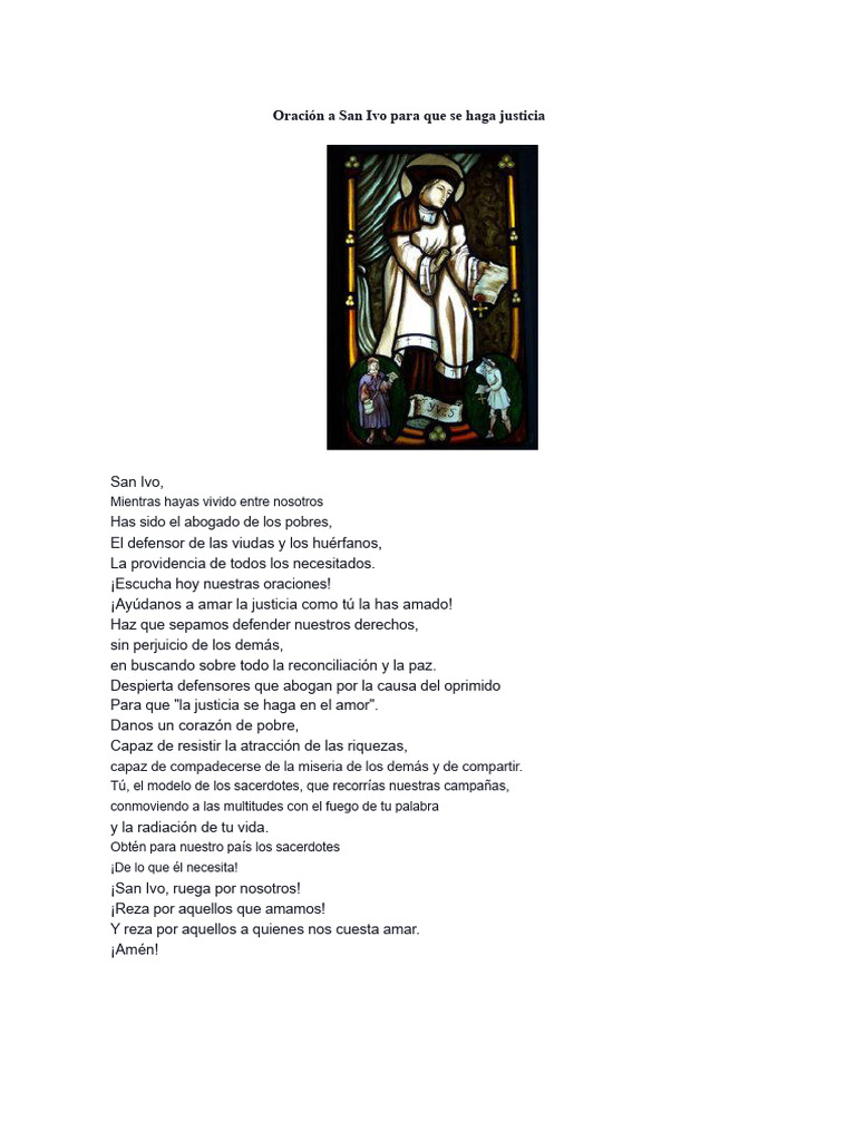 Oración A San Ivo para Que Se Haga Justicia | PDF | Intercesión | Oración