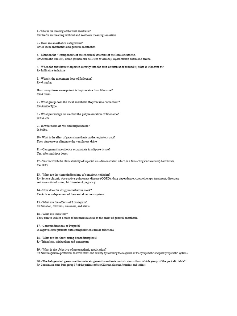 Pharmacology, 200 Questions | PDF | Anesthesia | Midazolam