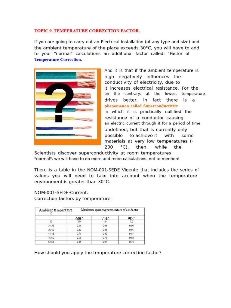 Temperature Correction Factor in Electrical Installations | PDF ...