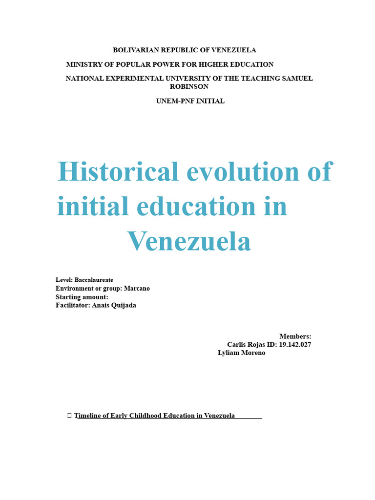 Timeline of Early Childhood Education in Venezuela | PDF | Preschool ...