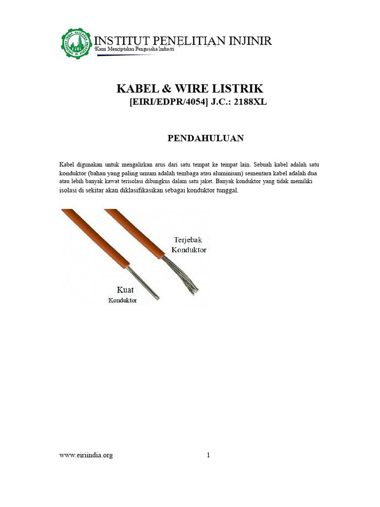 Laporan Proyek Tentang Kabel & Wire Listrik | PDF