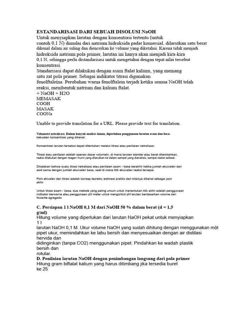 Standarisasi Larutan Naoh | PDF