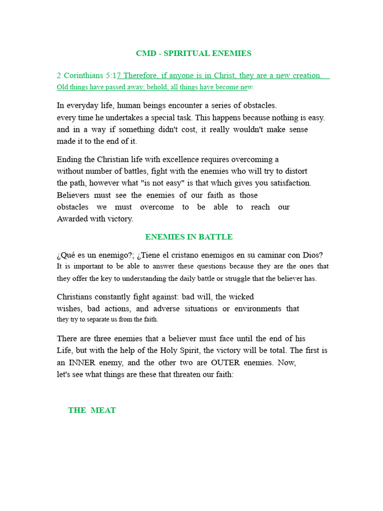 Overcoming Spiritual Enemies in Faith | PDF | Satan | Jesus