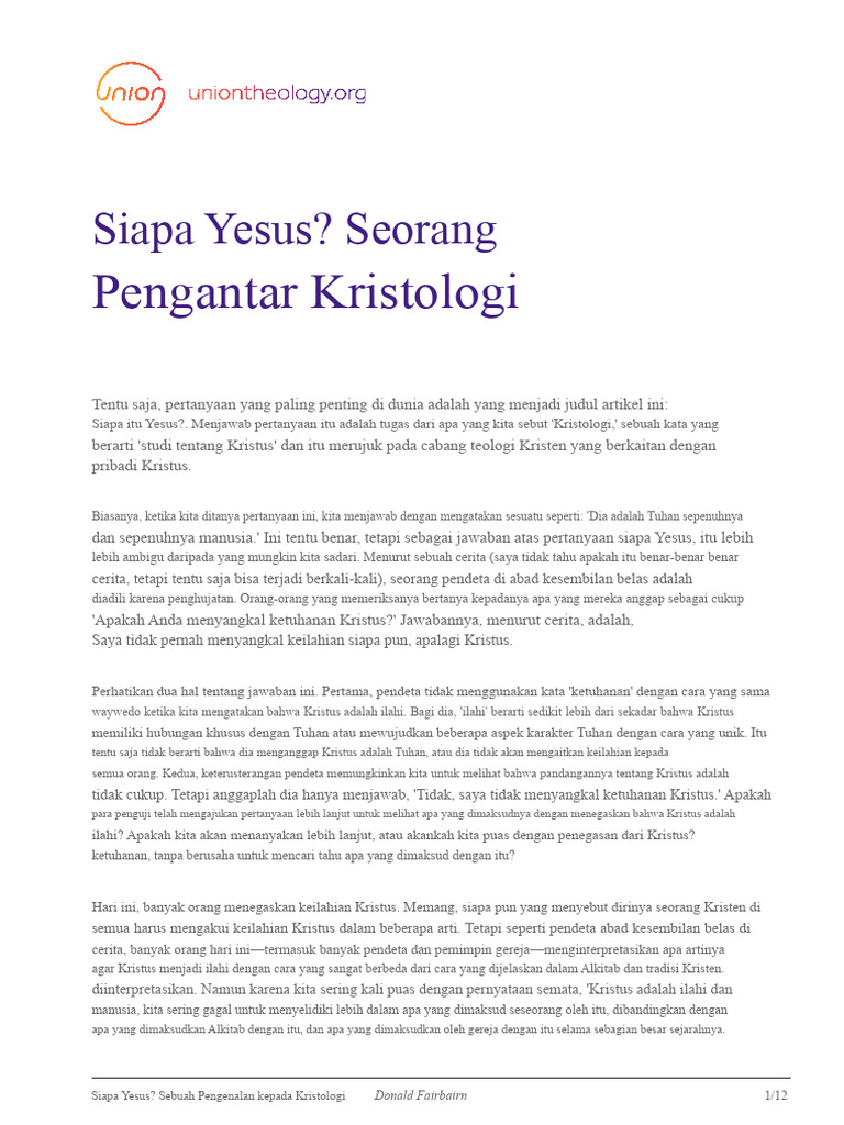 Pengenalan Kristologi: Siapa Yesus? | PDF