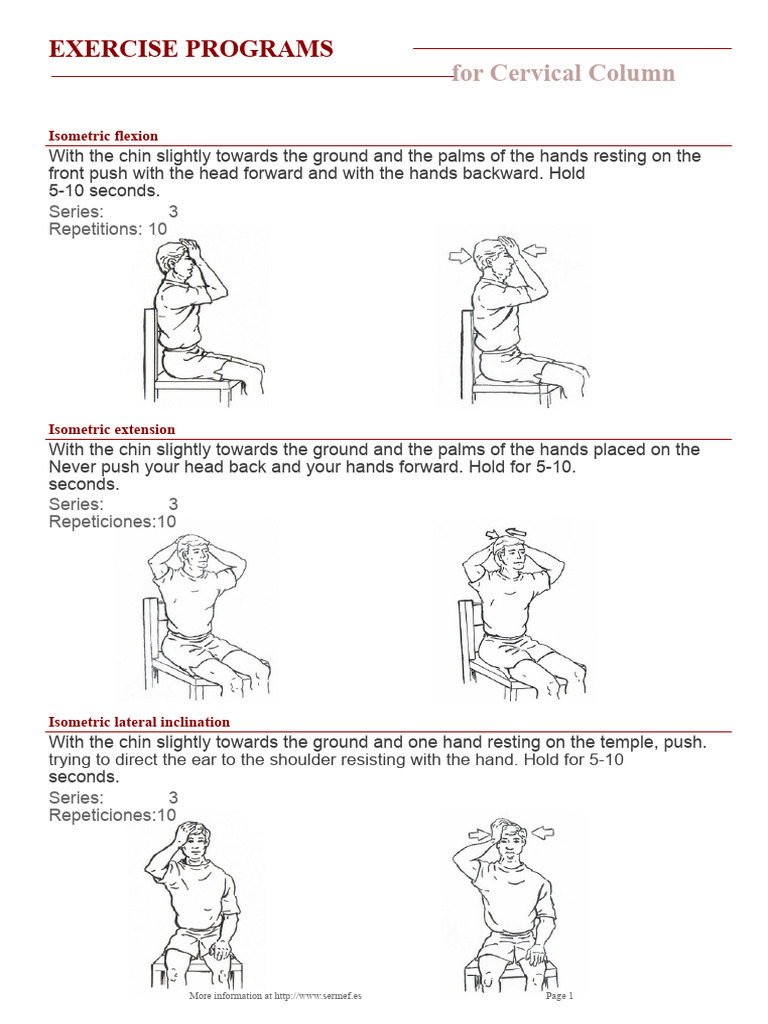 Cervical Column Exercise Programs | PDF | Anatomical Terms Of Motion ...