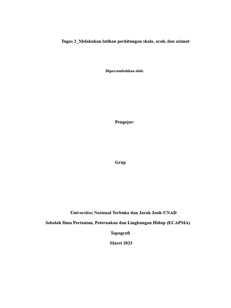 Perhitungan Arah dan Azimut Topografi | PDF