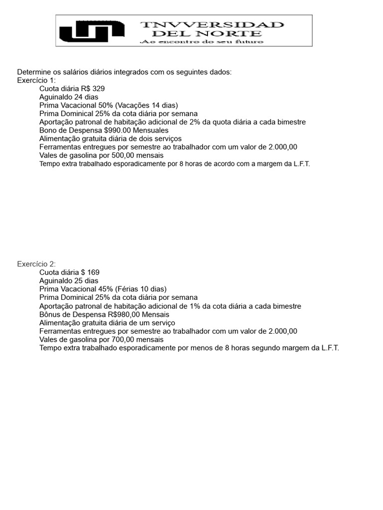 Exercícios para Determinar O SDI | PDF | Direito Privado | Direito Comercial