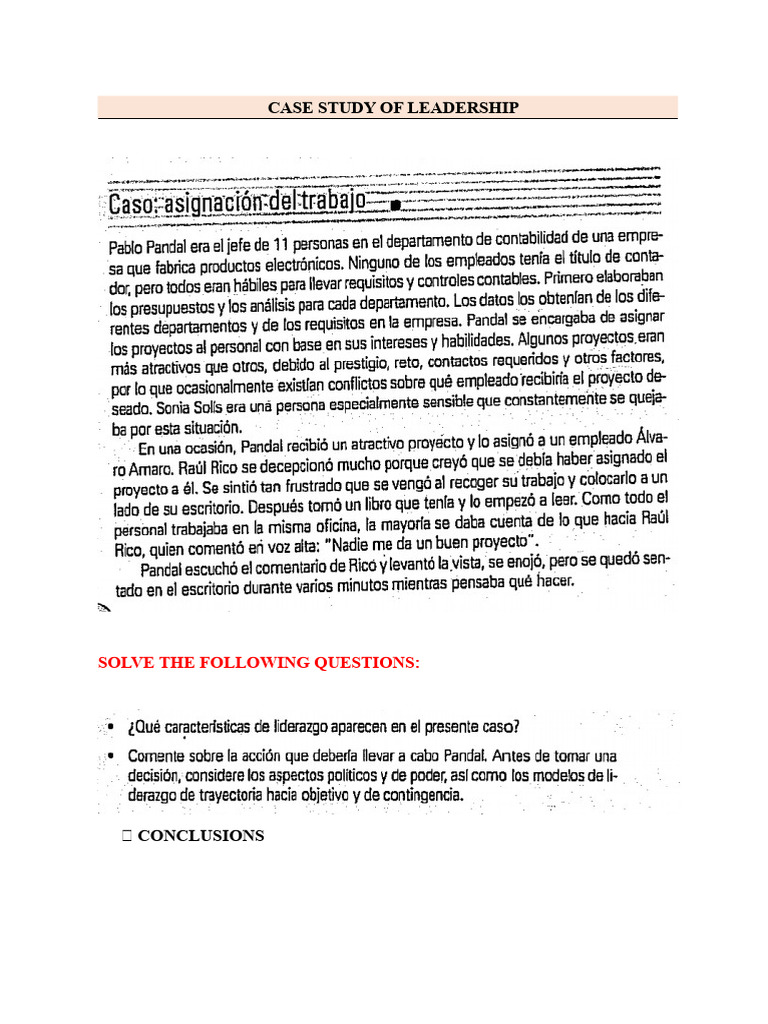 Leadership Case Study | PDF | Leadership | Organizational Behavior