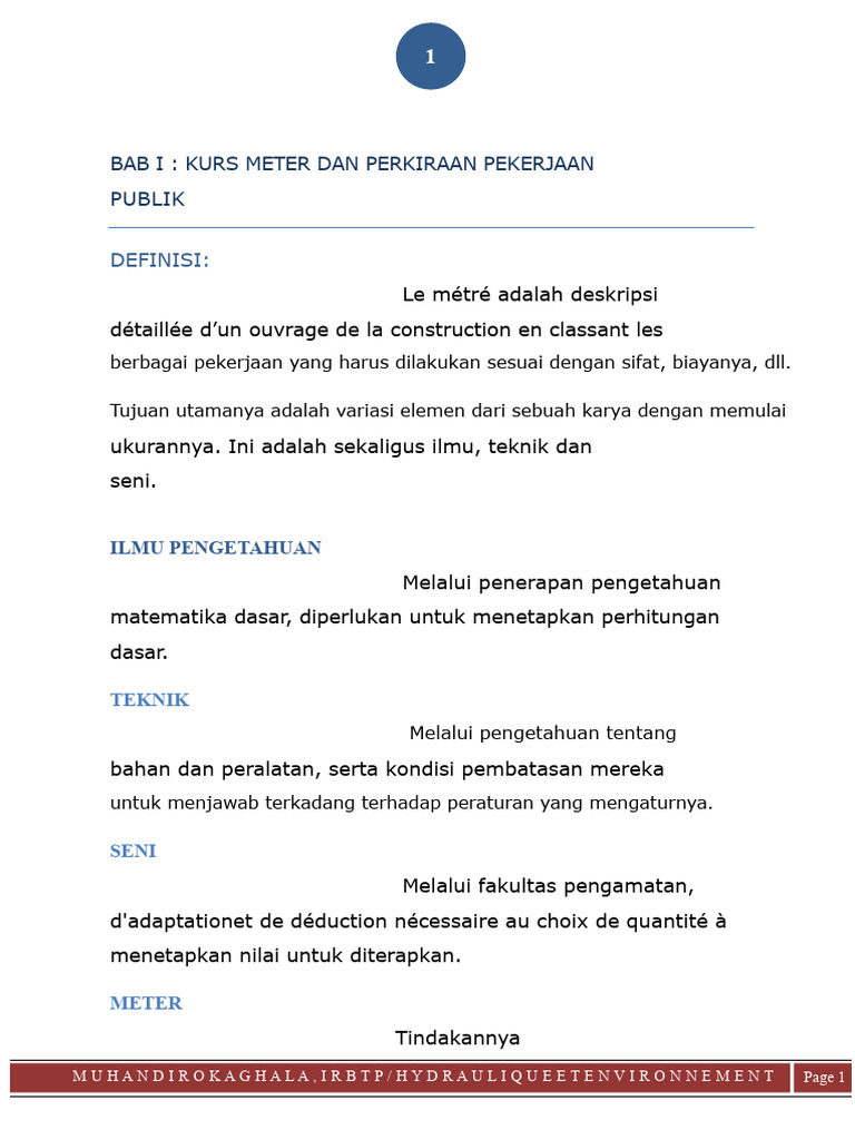 Kursus Perkiraan Dan Meter | PDF
