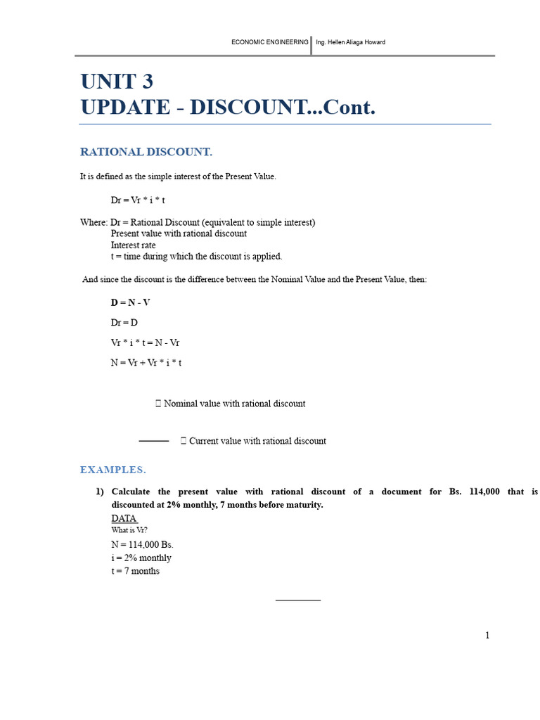 UNIT 3 - DISCOUNT 2 (Continuation) - Students | PDF | Present Value ...