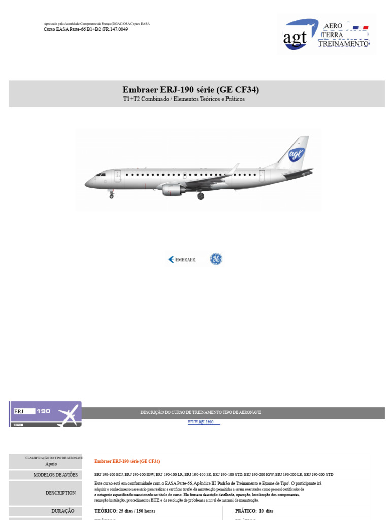 Curso EASA para Embraer ERJ-190 B1+B2 | PDF | Aeronave | Aviação
