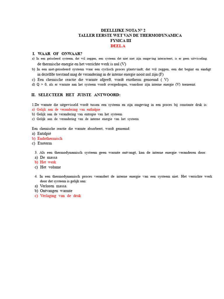 Workshop Eerste Wet Van de Thermodynamica Joel | PDF