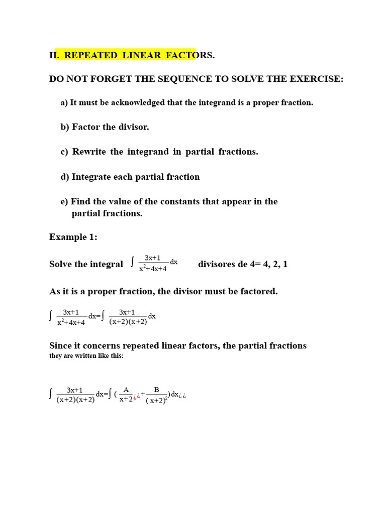 Integrating Repeated Linear Factors | PDF | Integral | Mathematical ...