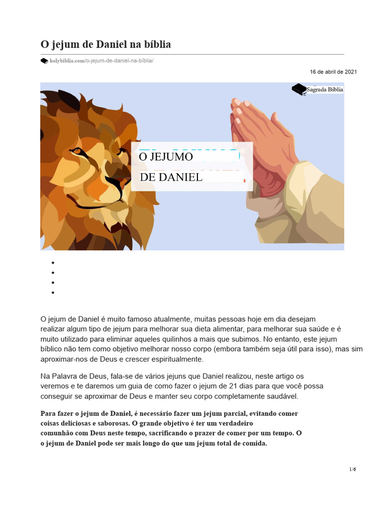 Jejum de Daniel: Guia e Versículos | PDF | Jejum | Daniel (personagem ...