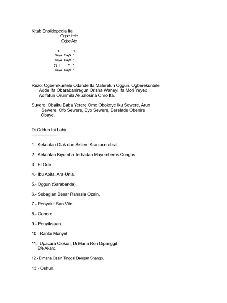 Tanda Ifa Ogbe Irete Ok | PDF