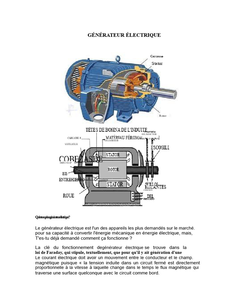 Fonctionnement du générateur électrique | PDF | Générateur électrique ...