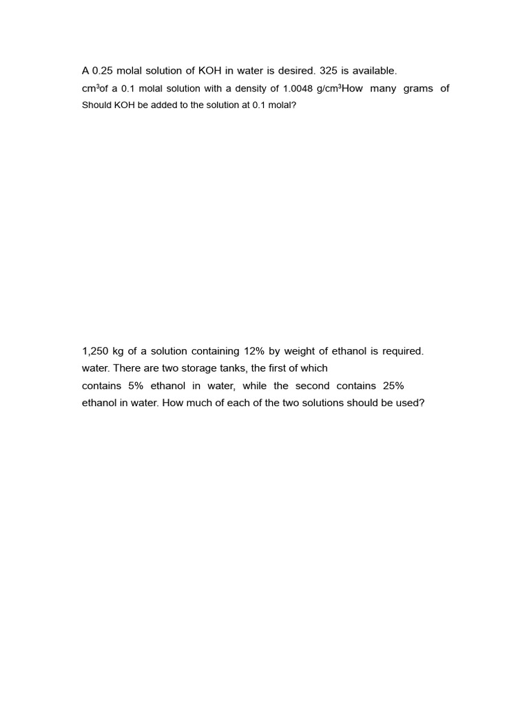 Material Balance Problems | PDF | Distillation | Concentration