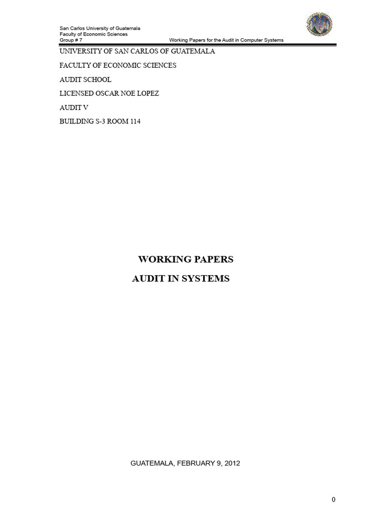 Audit Working Papers in The System | PDF | Audit | Statistics