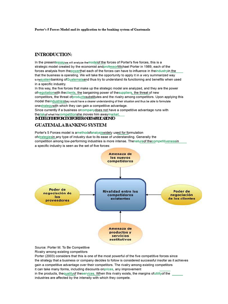 Porter's Five Forces Model and Its Application To The Banking System of ...