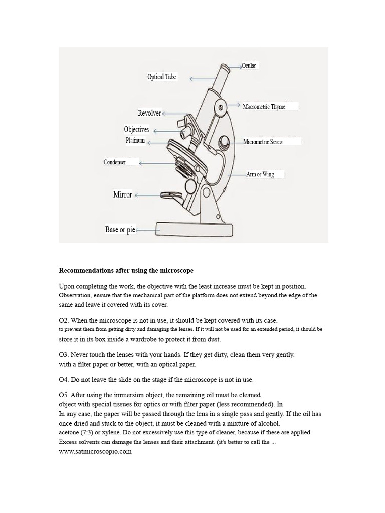 Recommendations After Using The Microscope | PDF | Microscope ...