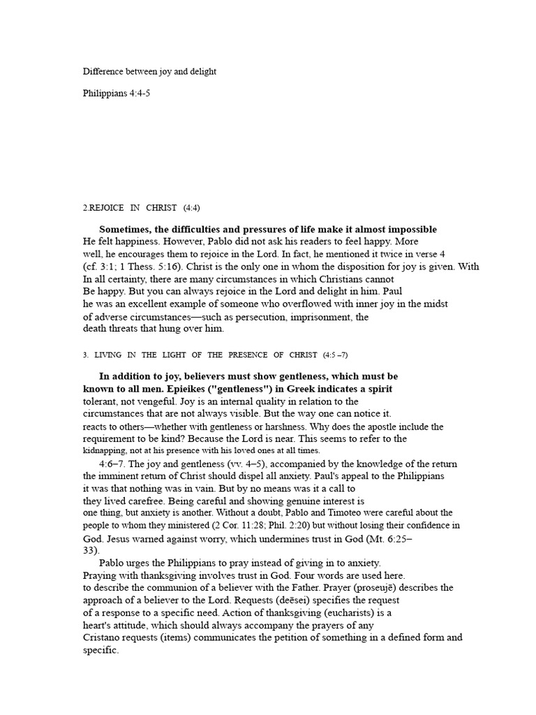Understanding Joy vs. Delight in Faith | PDF | Epistle To The ...