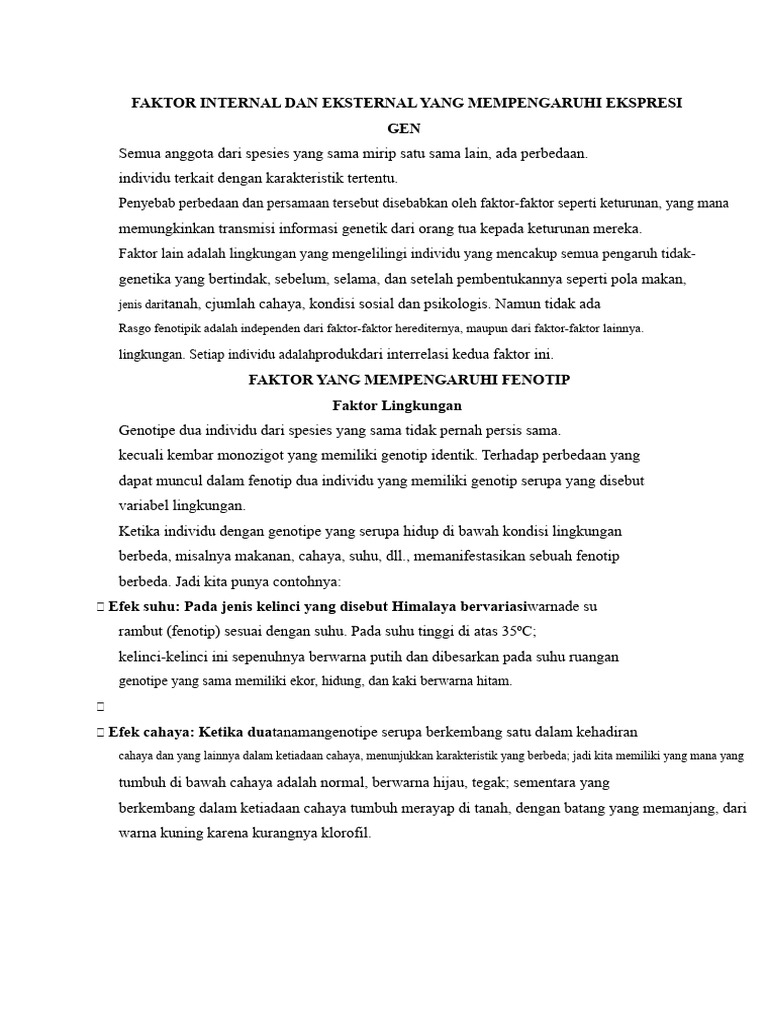 Faktor Genetik dan Lingkungan pada Ekspresi Gen | PDF