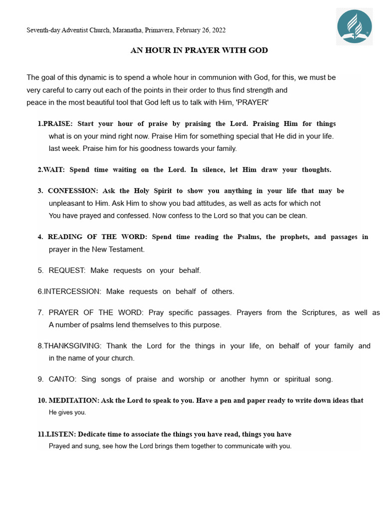 Hour of Prayer with God Guide | PDF