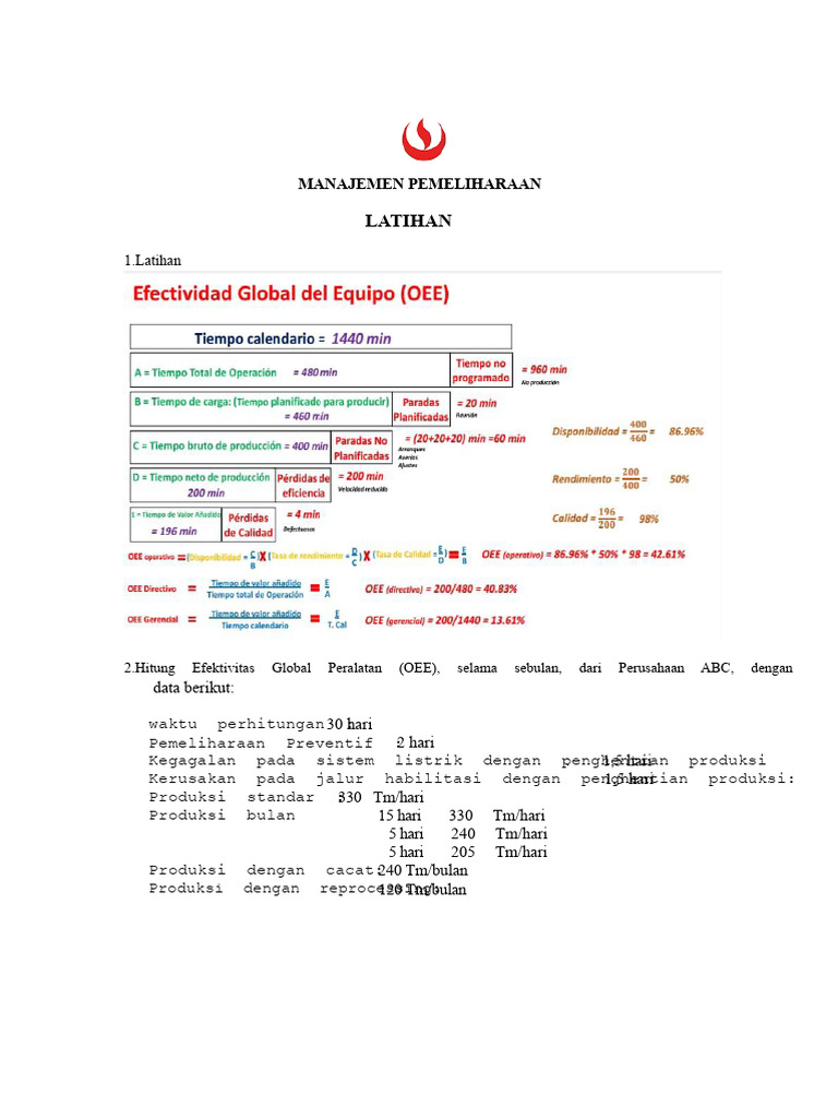 Latihan Oee 2022 1 | PDF