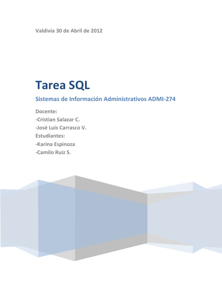 Tarea SIA 30.04 | PDF | SQL | Datos de computadora