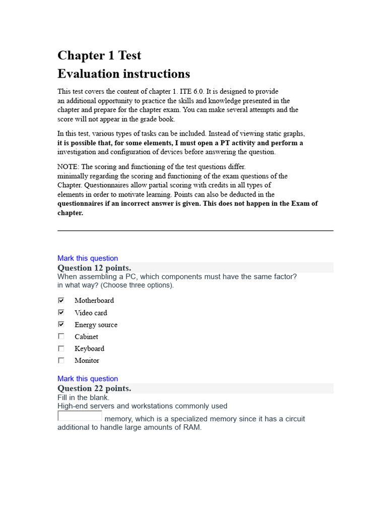 Test Chapter 1 It Essentials | PDF | Central Processing Unit | Random ...