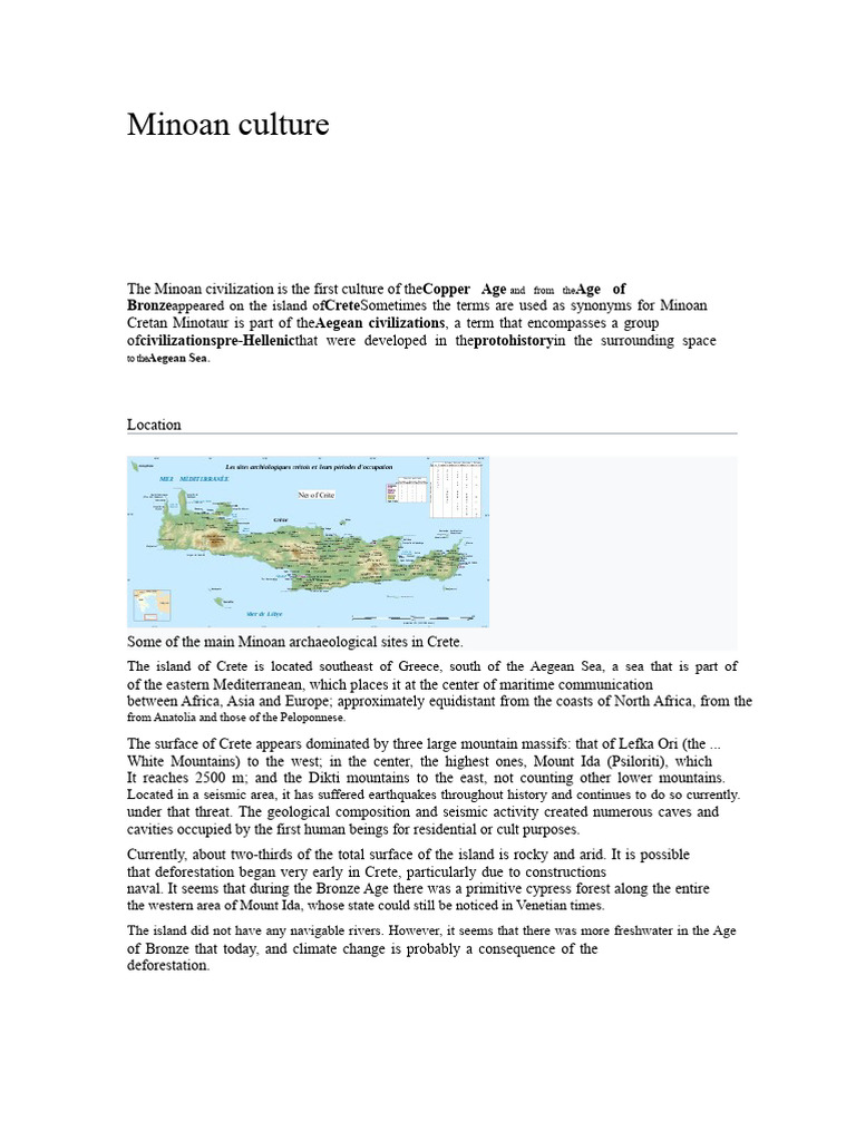 Minoan Culture | PDF | Crete | Mycenaean Greece