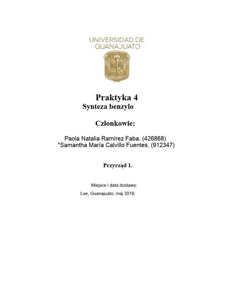 Praktyka 4. Synteza Benzylo | PDF