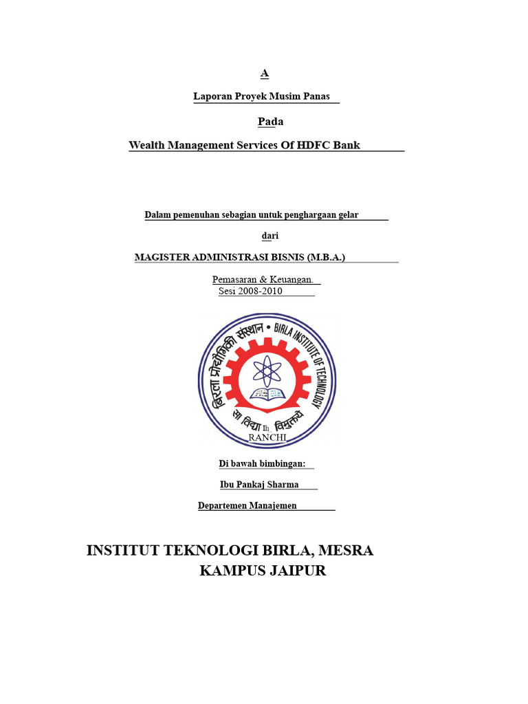 Analisis Layanan Manajemen Kekayaan HDFC | PDF