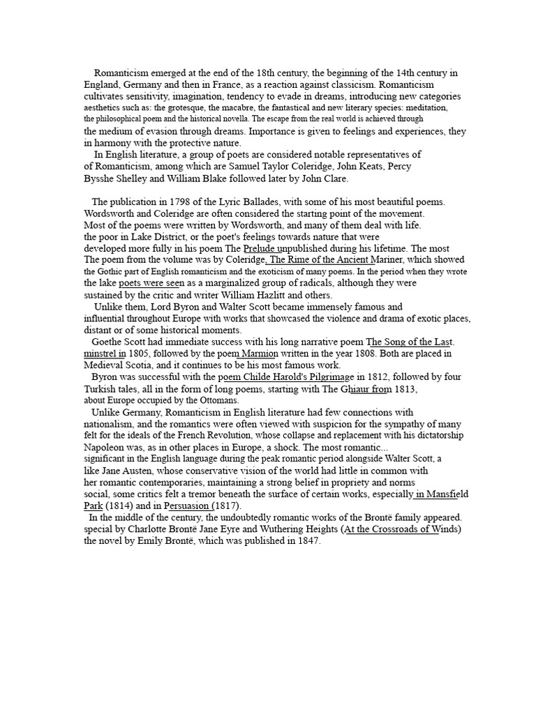 Overview of English Romanticism | PDF | Charlotte Brontë | Romanticism