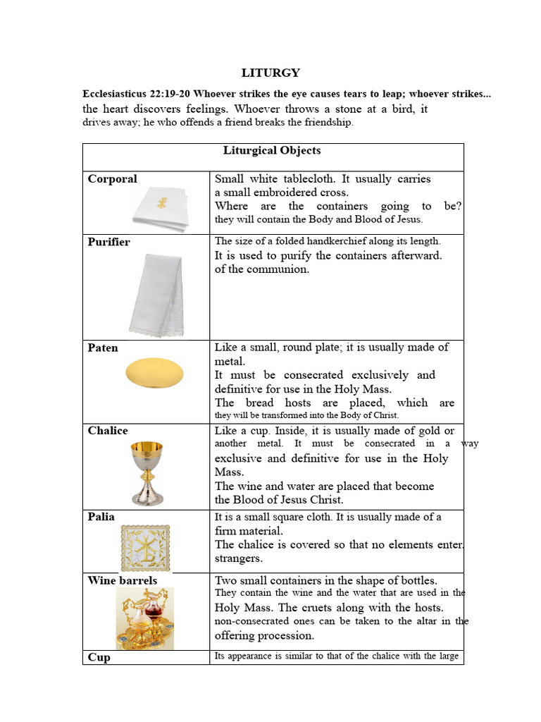 Understanding Liturgical Objects and Colors | PDF | Liturgical Year ...
