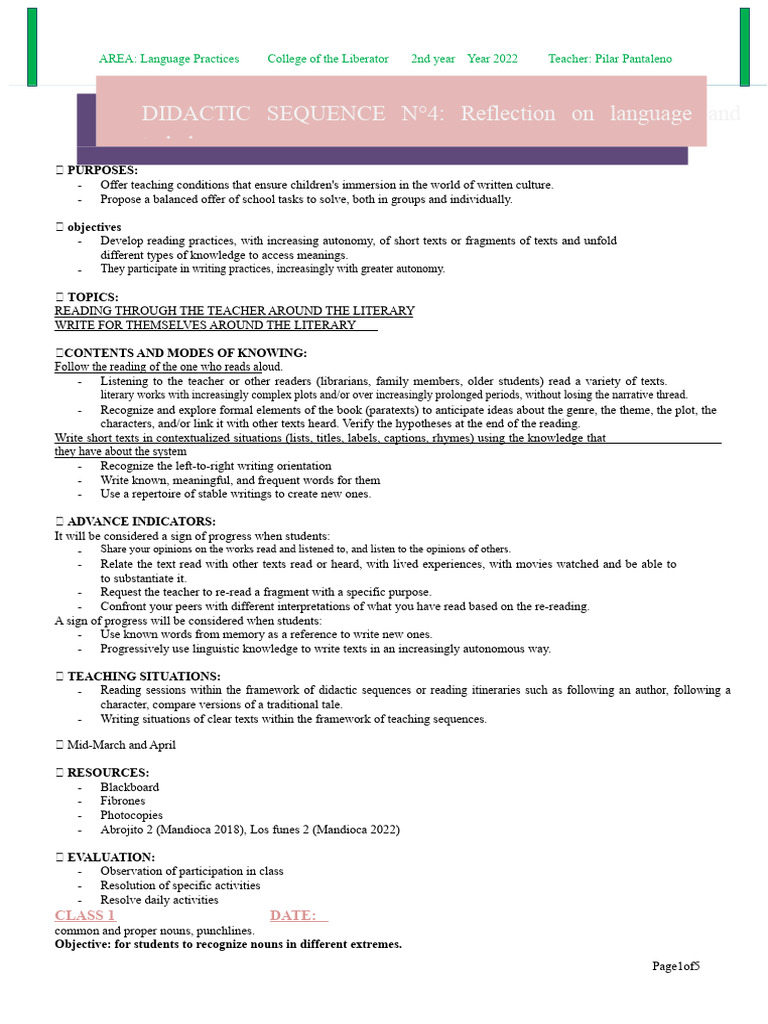 Didactic Sequence 4 - Reflection On Language | PDF | Word | Letter Case