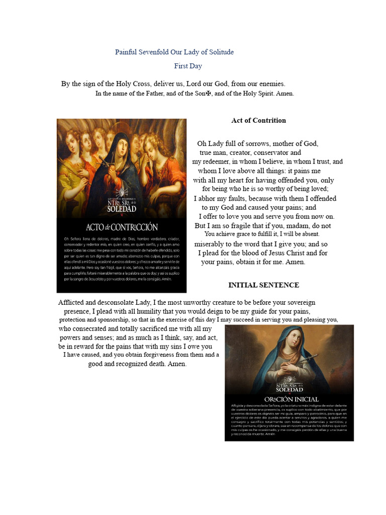 Seven Sorrows of Our Lady of Solitude | PDF | Mary, Mother Of Jesus | Jesus