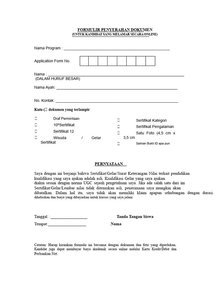 Formulir Pengajuan Dokumen | PDF