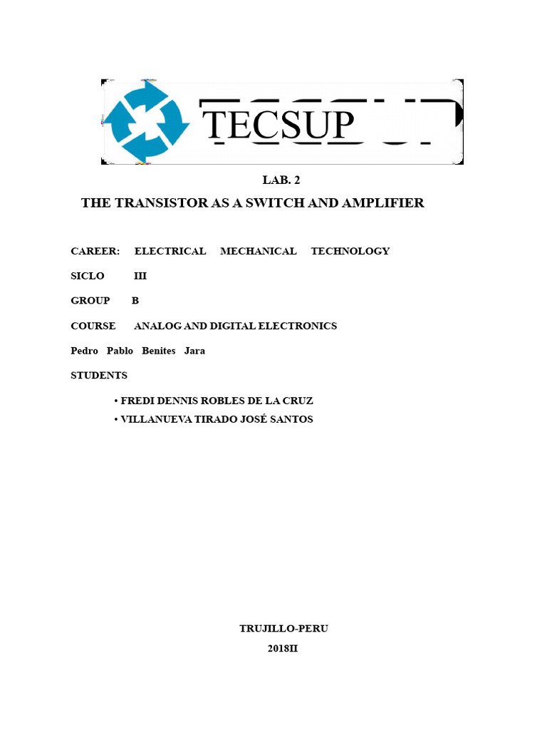 Lab Report N°2 Electronics PDF | PDF | Bipolar Junction Transistor ...