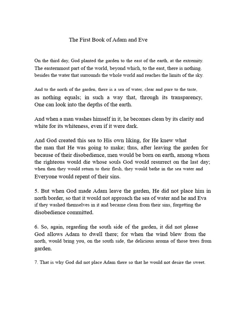 The First Book of Adam and Eve | PDF | Adam | Adam And Eve